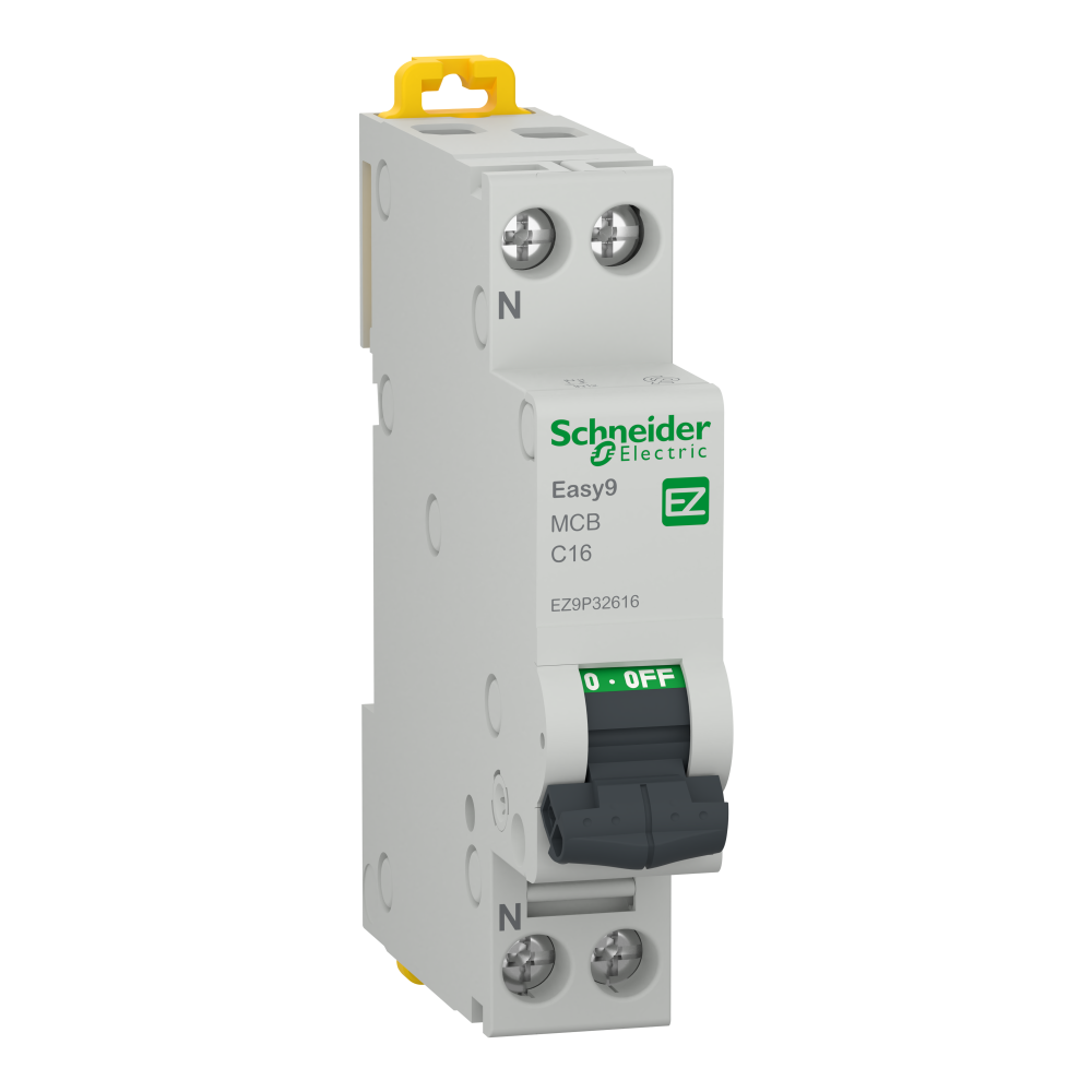 Disjoncteur miniature (MCB), Easy9, 1P+N, 16A, courbe C, 4500A (IEC/EN 60898-1)