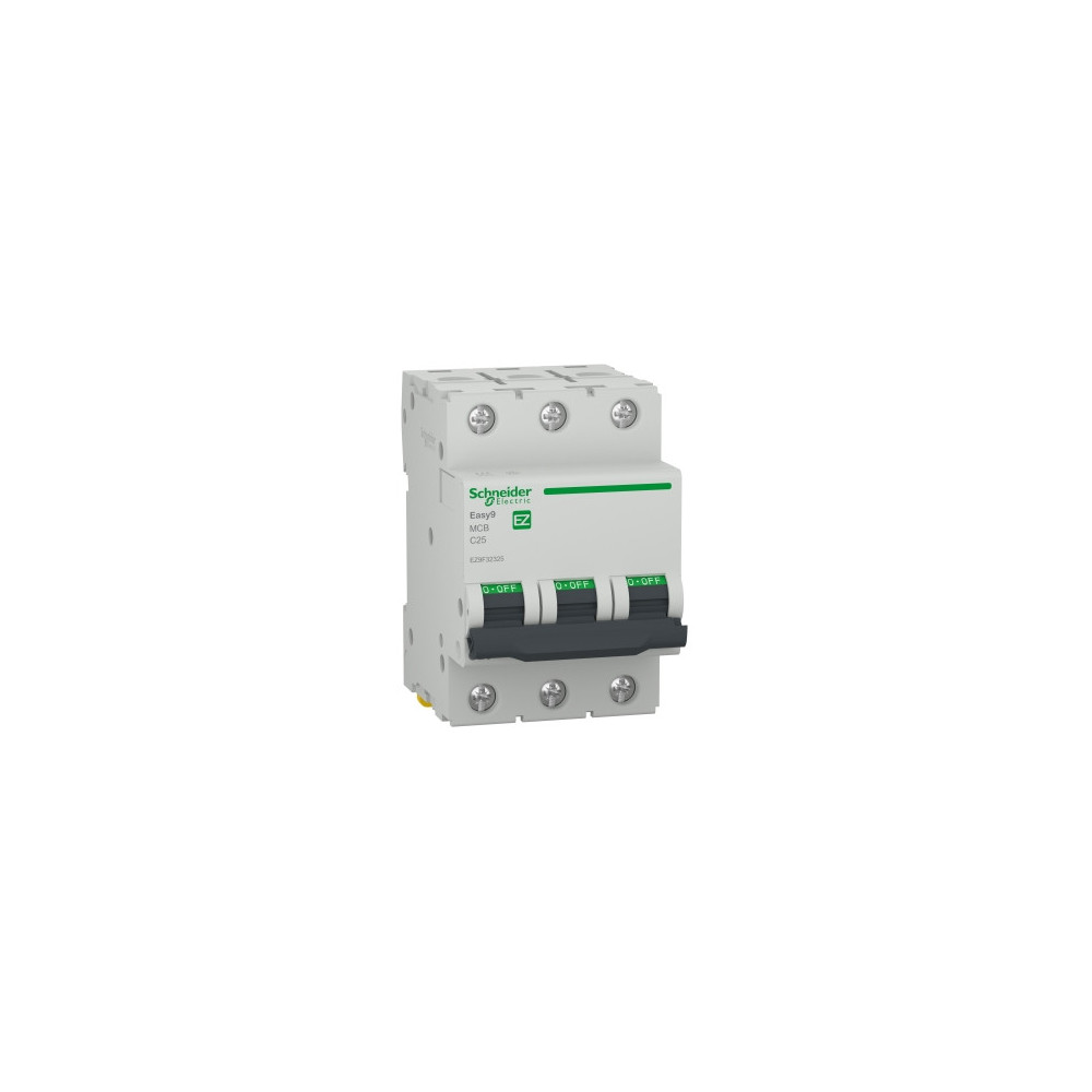 Miniature circuit breaker (MCB), Easy9, 3P, 25A, C curve, 4500A (IEC/EN 60898-1)