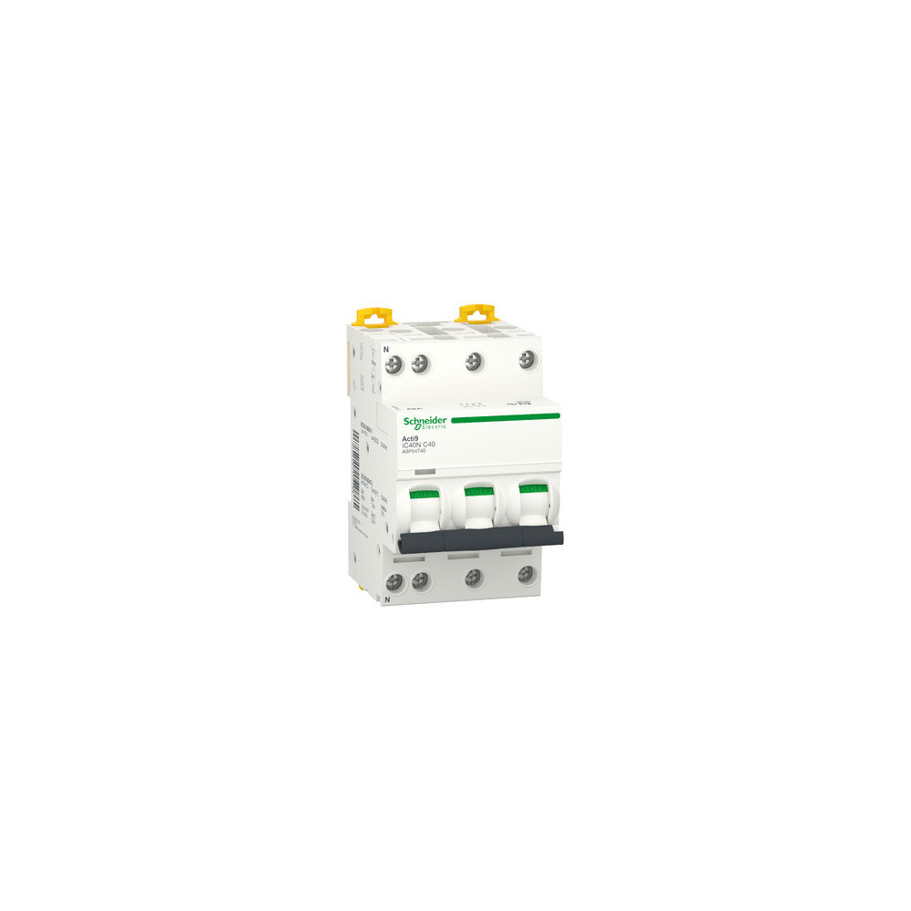 Miniature circuit breaker (MCB), Acti9 iC40N, 3P+N, 40A, C curve, 6000A (IEC/EN 60898-1), 10kA ...