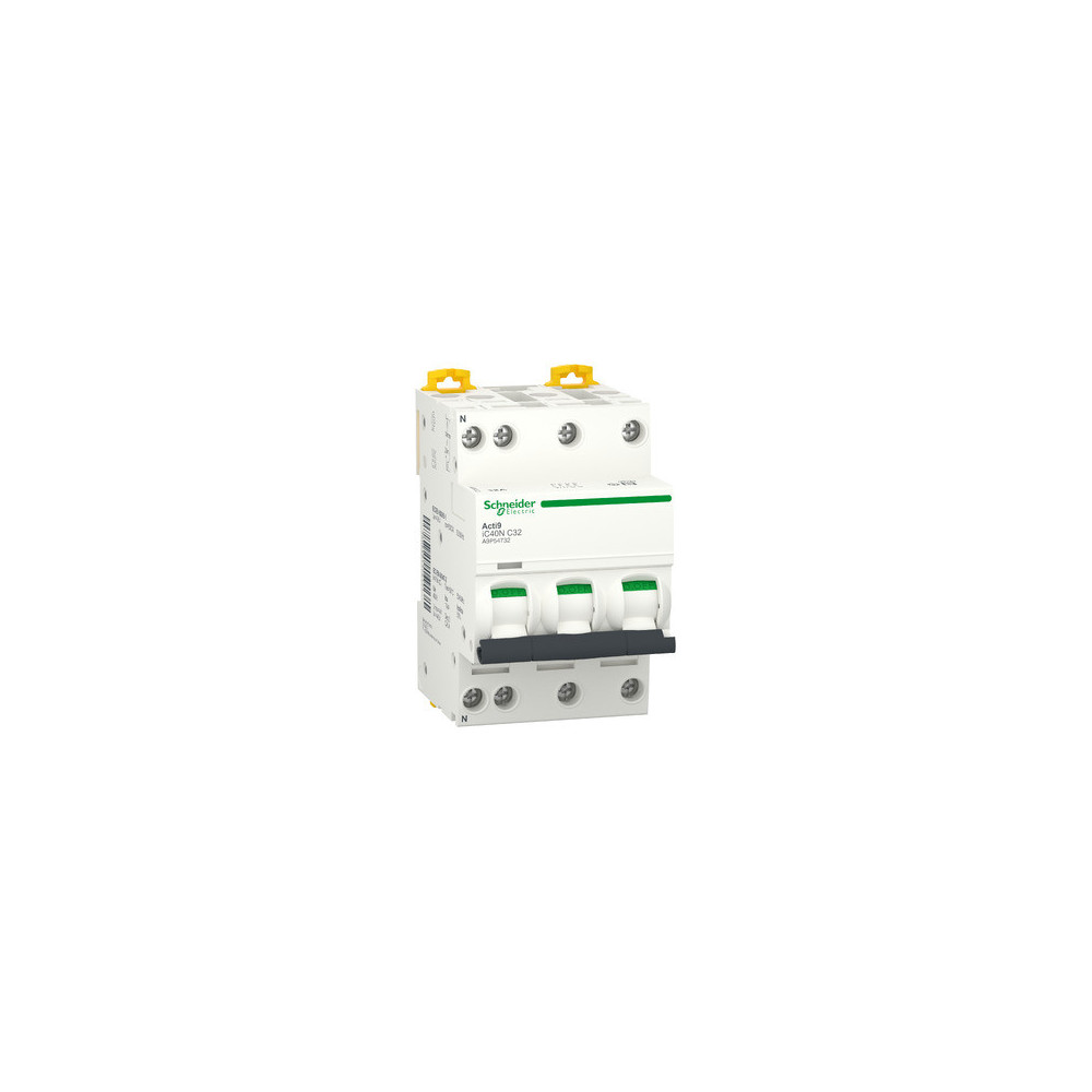 Miniature circuit breaker (MCB), Acti9 iC40N, 3P+N, 32A, C curve, 6000A (IEC/EN 60898-1), 10kA ...